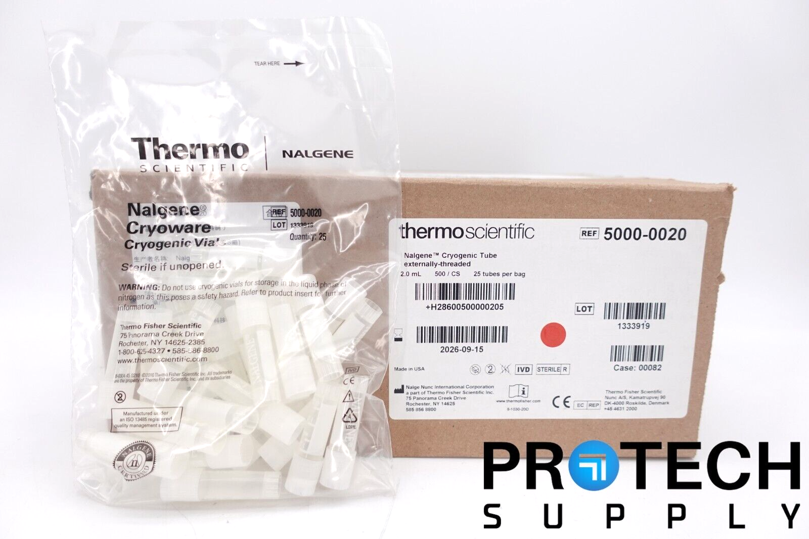 (500/Box) Thermo Scientific 5000-0020 Nalgene Cryogenic Vials 2.0mL Tu ...