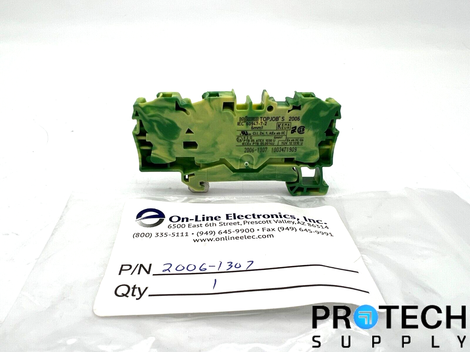 WAGO 2006-1307 Terminal Block Connector 3 Position Ground NEW – Protech ...